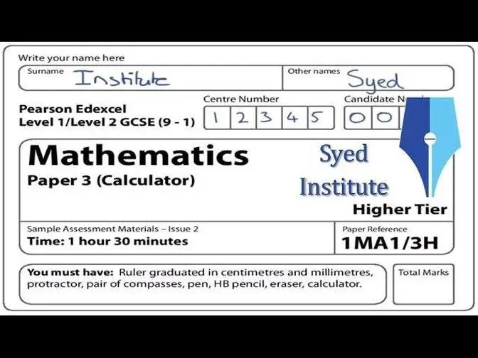 GCSE 9 1 Maths Exam Paper 3 Higher Calculator 1MA1 3H Specimen Edexcel gcse-9-1-maths-exam-paper-3-higher-calculator-1ma1-3h-specimen-edexcel